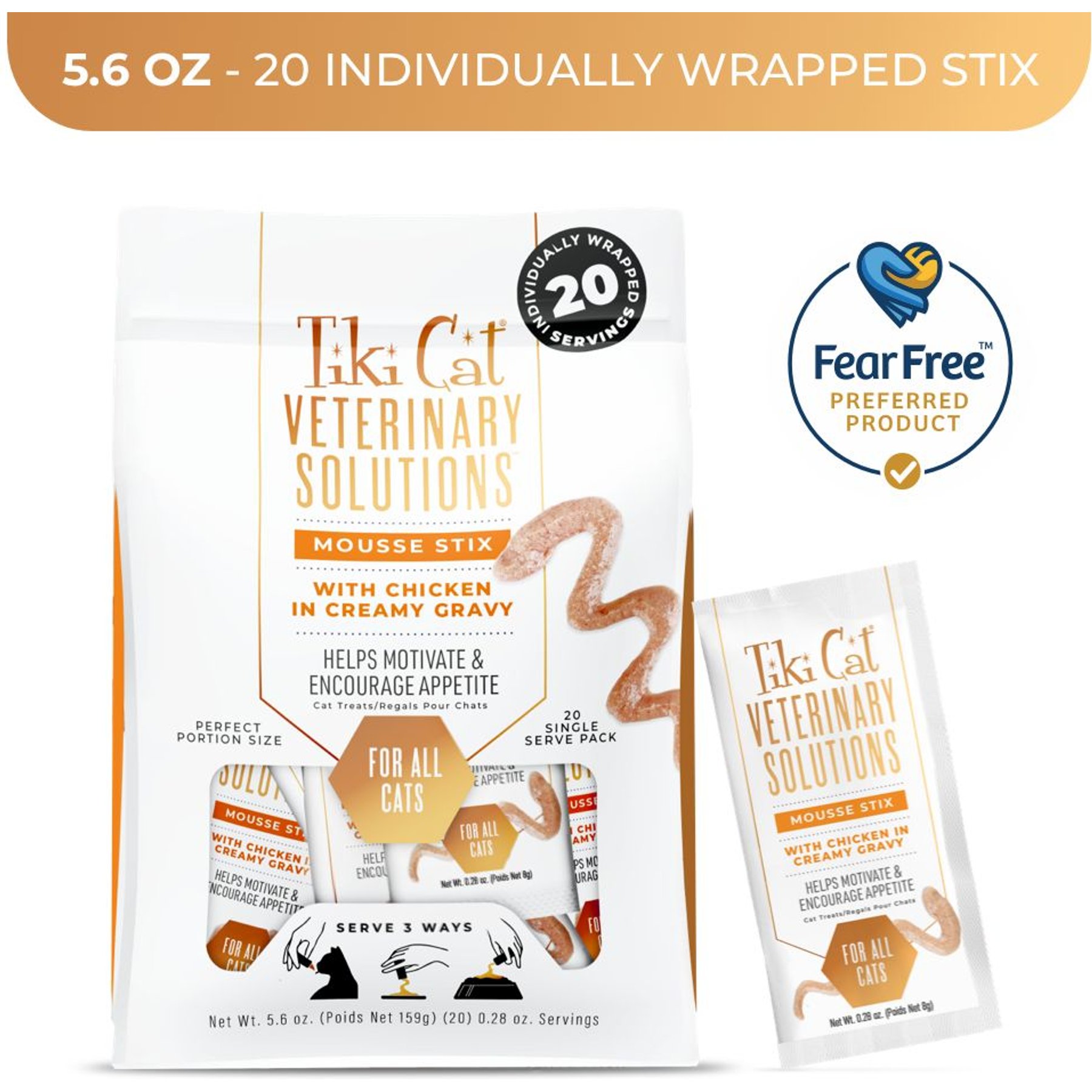 TIKI CAT VETERINARY SOLUTIONS Mousse Stix Chicken Lickable Cat Treats ...