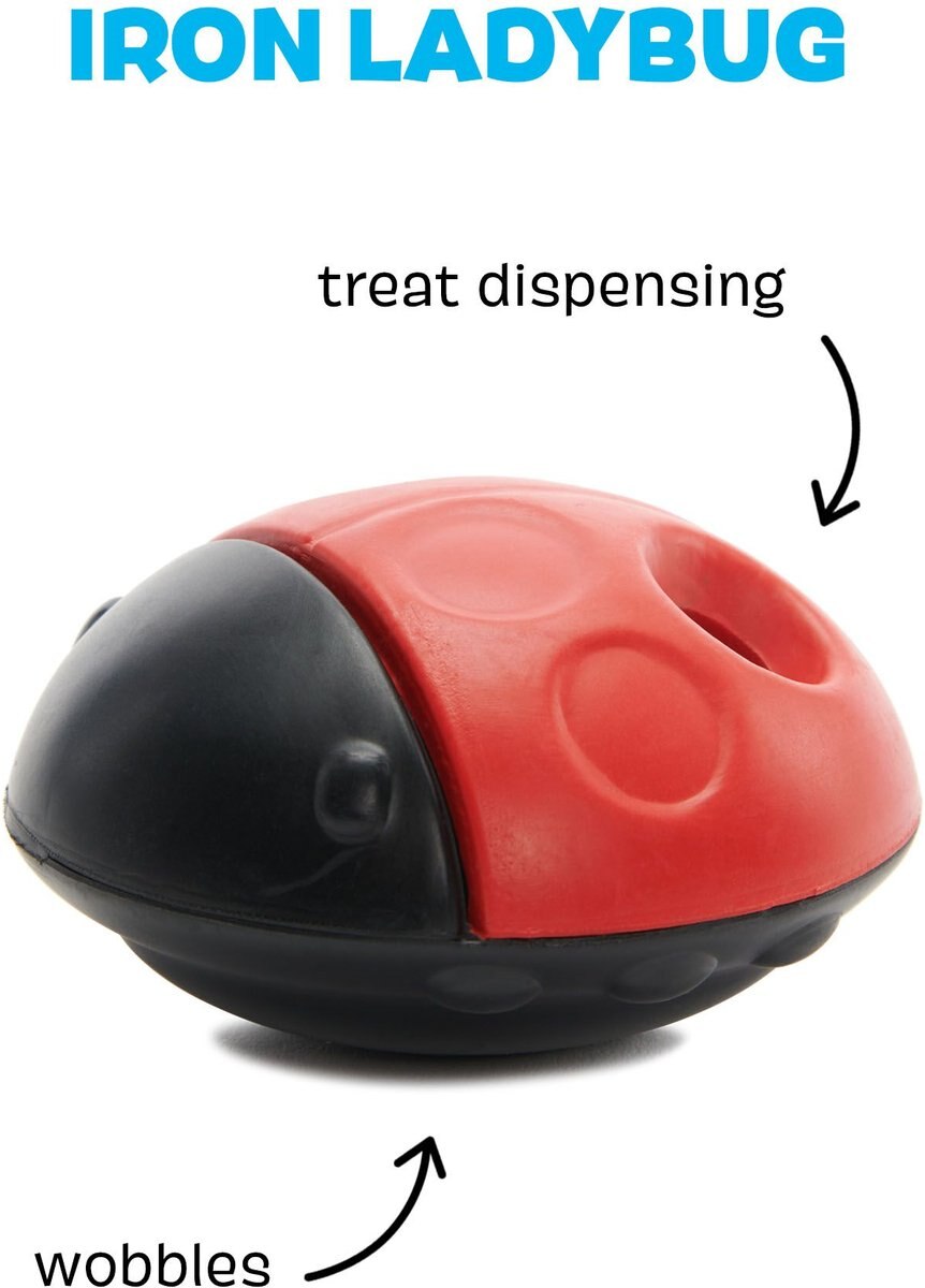 BARK Super Chewer Iron Ladybug Tough Treat Dispensing Dog Chew Toy ...