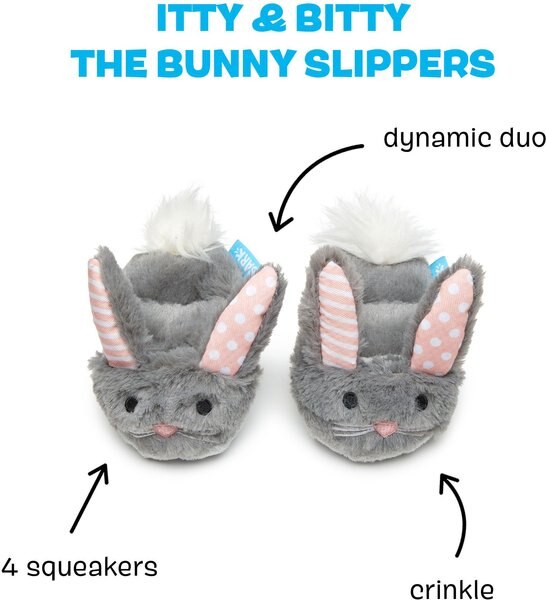 BARK Itty & Bitty The Bunny Slippers 2-in-1 Squeaky Plush Dog Toy ...