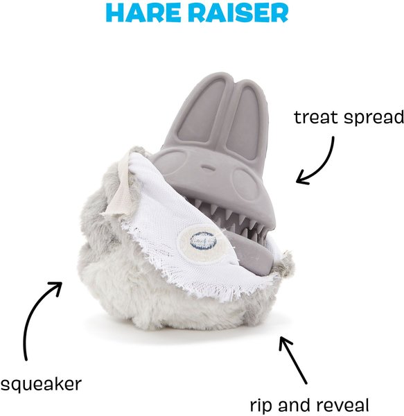 BARK Super Chewer Hare Raiser 2-in-1 Plush Exterior with Hard Core Tough Treat Dispensing Dog ...