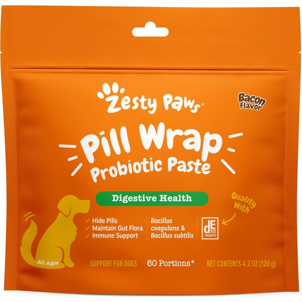 ZESTY PAWS Pill Wrap Probiotic Paste Bacon Flavored Digestive ...
