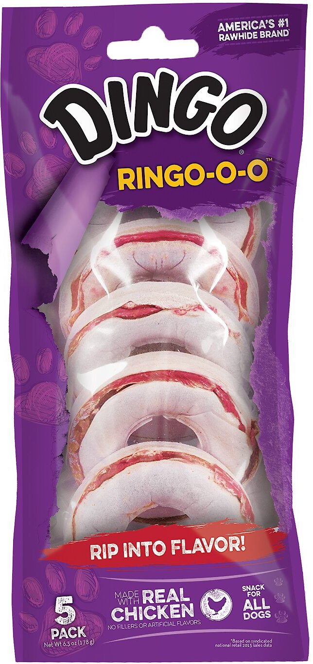 DINGO Ringo Rawhide & Meat Chew Dog Treats, 5 count - Chewy.com
