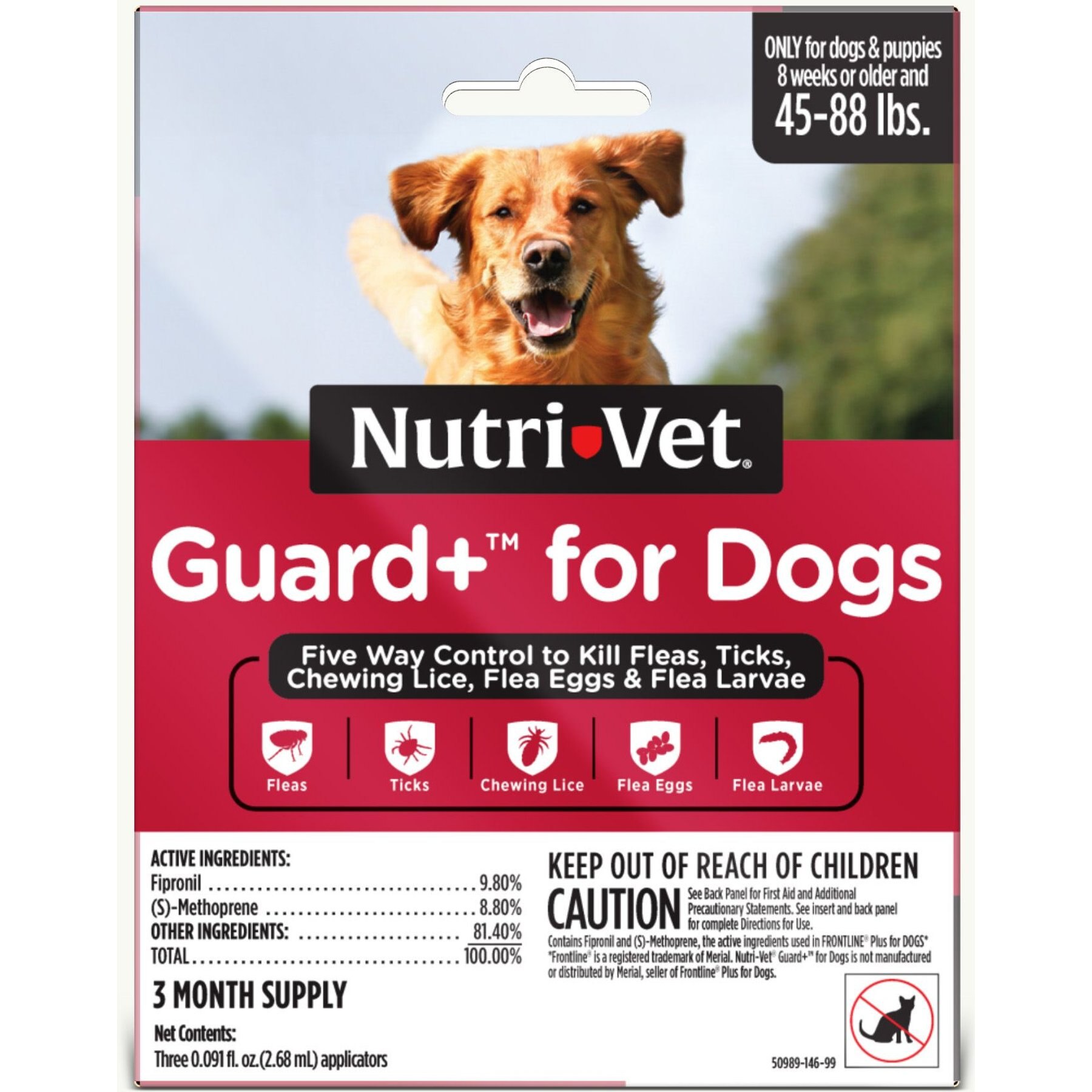 NUTRI-VET Guard Plus Flea & Tick Treatment for Medium Dogs, 45-88 lbs ...
