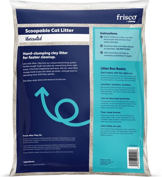 FRISCO Multi-Cat Unscented Clumping Clay Cat Litter, 20-lb bag - Chewy.com