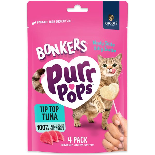 BONKERS Purr Pops Tip-Top Grain-Free Tuna Freeze-Dried Cat Treats, 5.6 ...