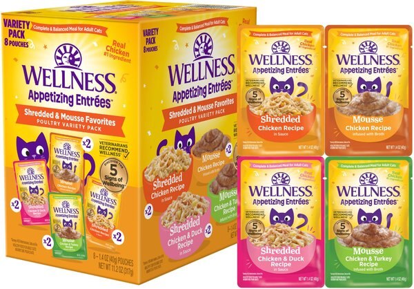 WELLNESS Appetizing Entrees Shredded Poultry Variety Pack Natural Grain ...