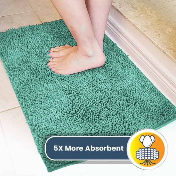 MUDDY MAT Highly Absorbent Chenille Dog Door Mat, Seafoam Green, Medium ...