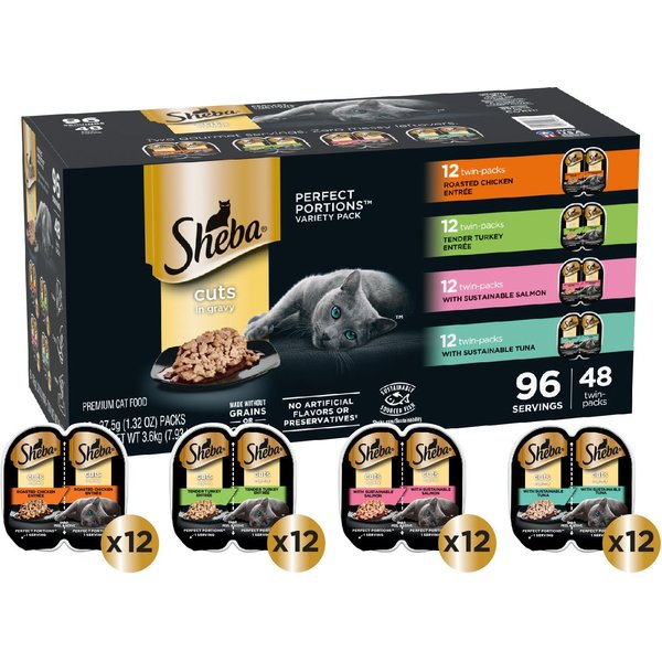 SHEBA Perfect Portions Chicken, Turkey, Tuna & Salmon Variety Pack ...