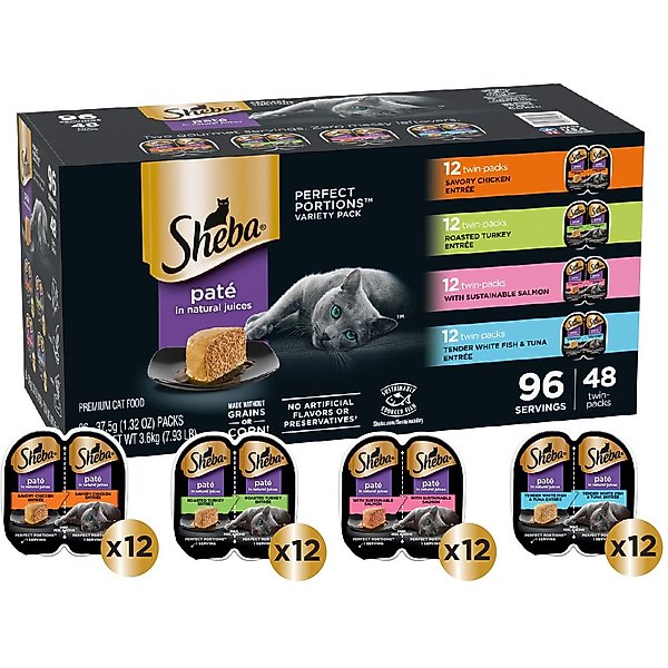 SHEBA Perfect Portions Chicken, Turkey, Tuna & Salmon Variety Pack ...