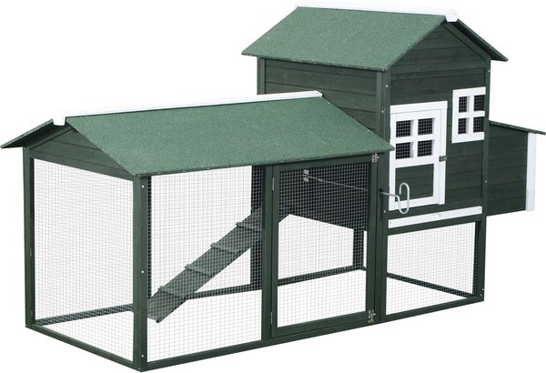 PAWHUT Outdoor Run Nesting Box, Asphalt Roof, Removable Tray, Ramp ...