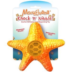 MEOWIJUANA Knock 'n' Nibble Starfish Refillable Treat Dispensing Cat ...