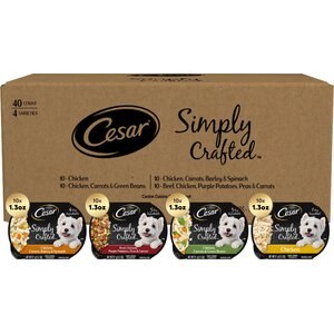CESAR Simply Crafted Multipack Adult Chicken & Beef Recipes Shredded ...