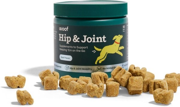 WOOF Hip & Joint Beef Flavored Chew Hip & Joint Supplement for Dogs, 90 ...