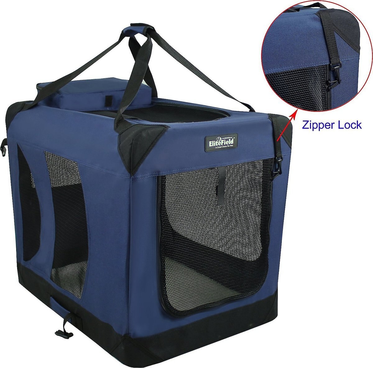 ELITEFIELD 3-Door Collapsible Soft-Sided Dog Crate, Blue, 36 inch ...