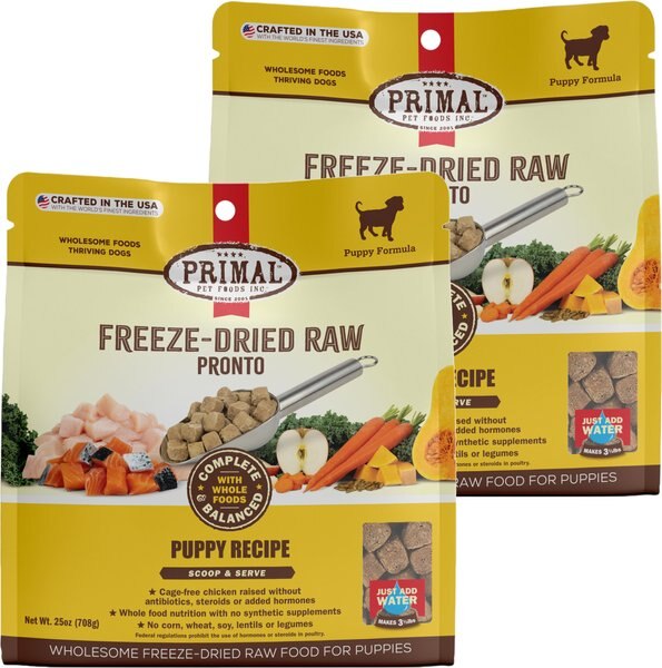 PRIMAL Raw Pronto Puppy Recipe Dog Freeze-Dried Food, 25-oz bag, bundle ...