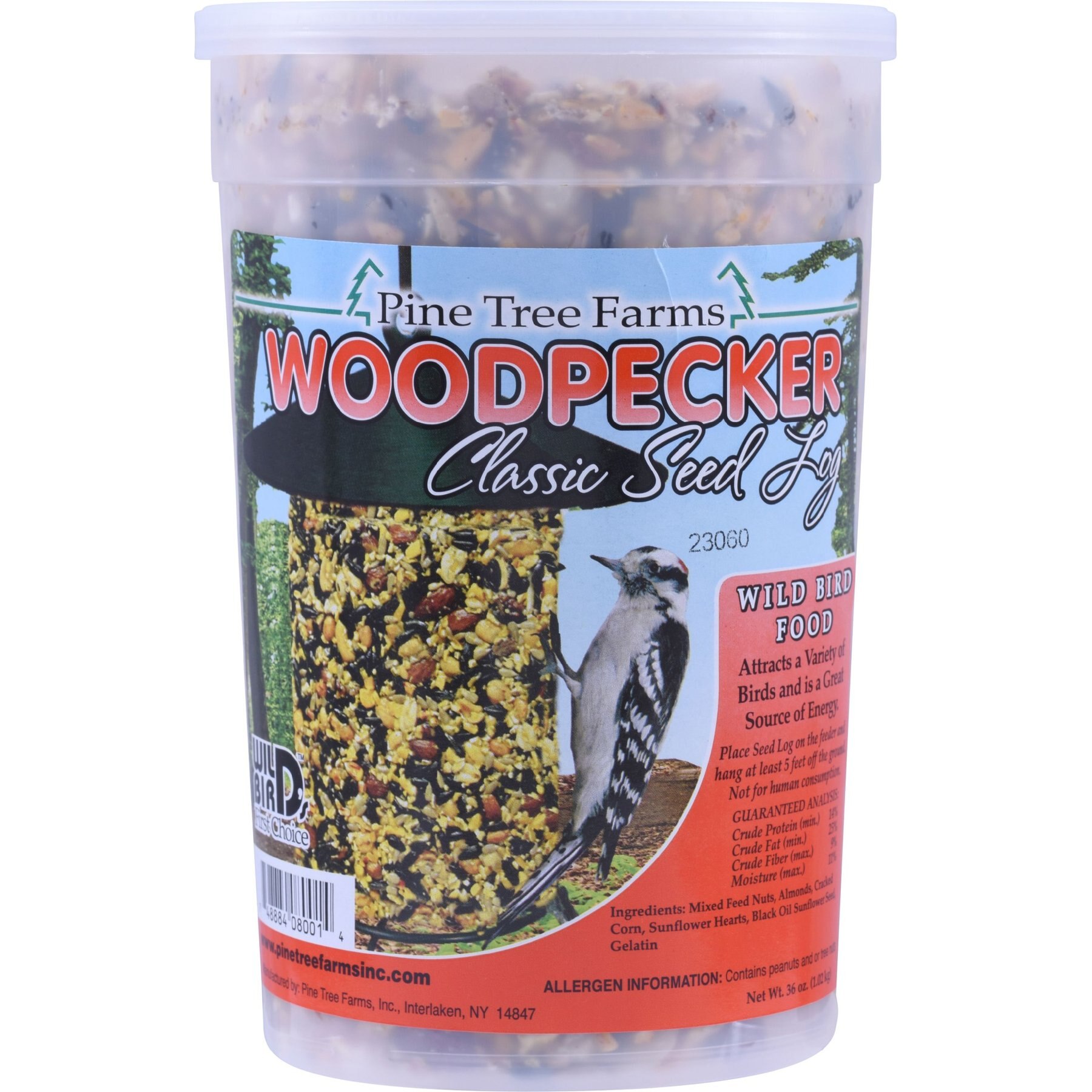 PINE TREE FARMS Woodpecker Classic Seed Log Wild Bird Food, 36-oz tub ...