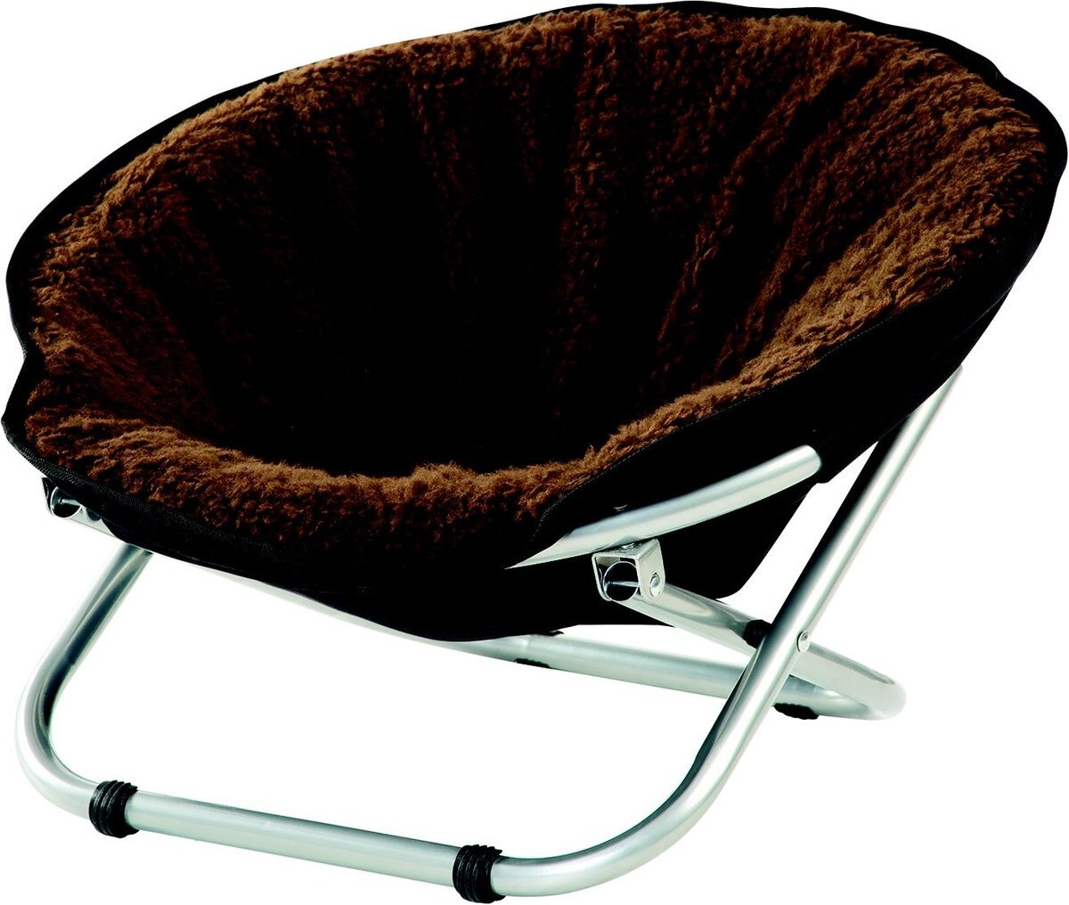 ETNA Round Folding Chair Fleece Dog & Cat Bed, Brown, 21 x 21 x 15-in ...
