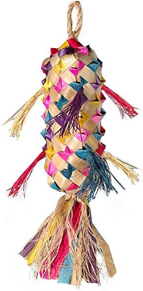 PLANET PLEASURES Spiked Piñata Natural Bird Toy, Color Varies, Small ...