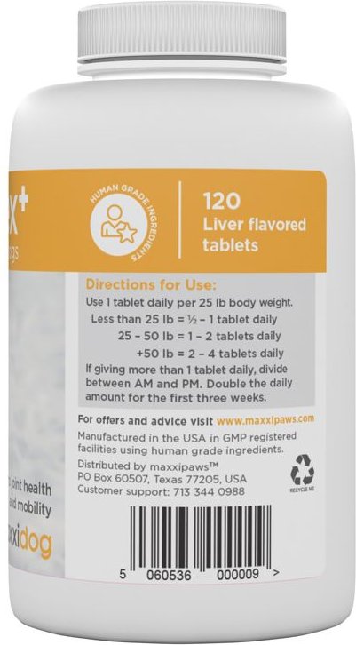 MAXXIPAWS maxxiflex+ Dog Joint Supplement, 120 tablets - Chewy.com
