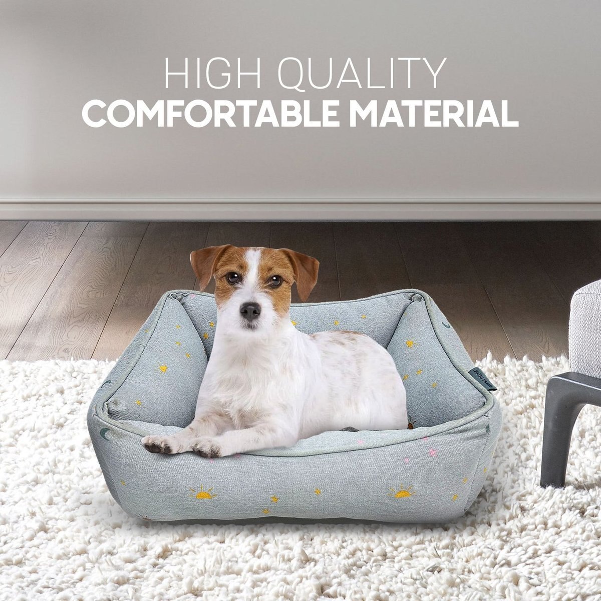 PAWS & DECOR Celestial Printed Cuddler Bolster Dog & Cat Bed, Gray ...