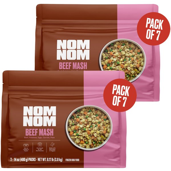 NOM NOM Freshly-Made Frozen Sampler Pack Dog Food, 14-oz pouch, case of ...