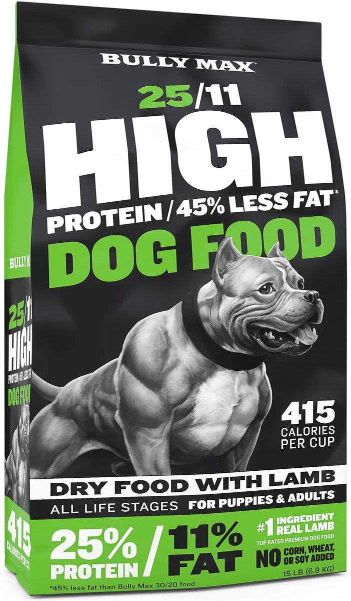 BULLY MAX 25/11 High Protein Low Fat Lamb Dry Dog Food, 15-lb bag ...