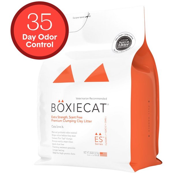 BOXIECAT Premium Unscented Clumping Clay Cat Litter, 28-lb bag - Chewy.com