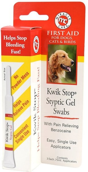 MIRACLE CARE Kwik Stop Styptic Gel Swabs for Dogs, Cats, & Birds ...