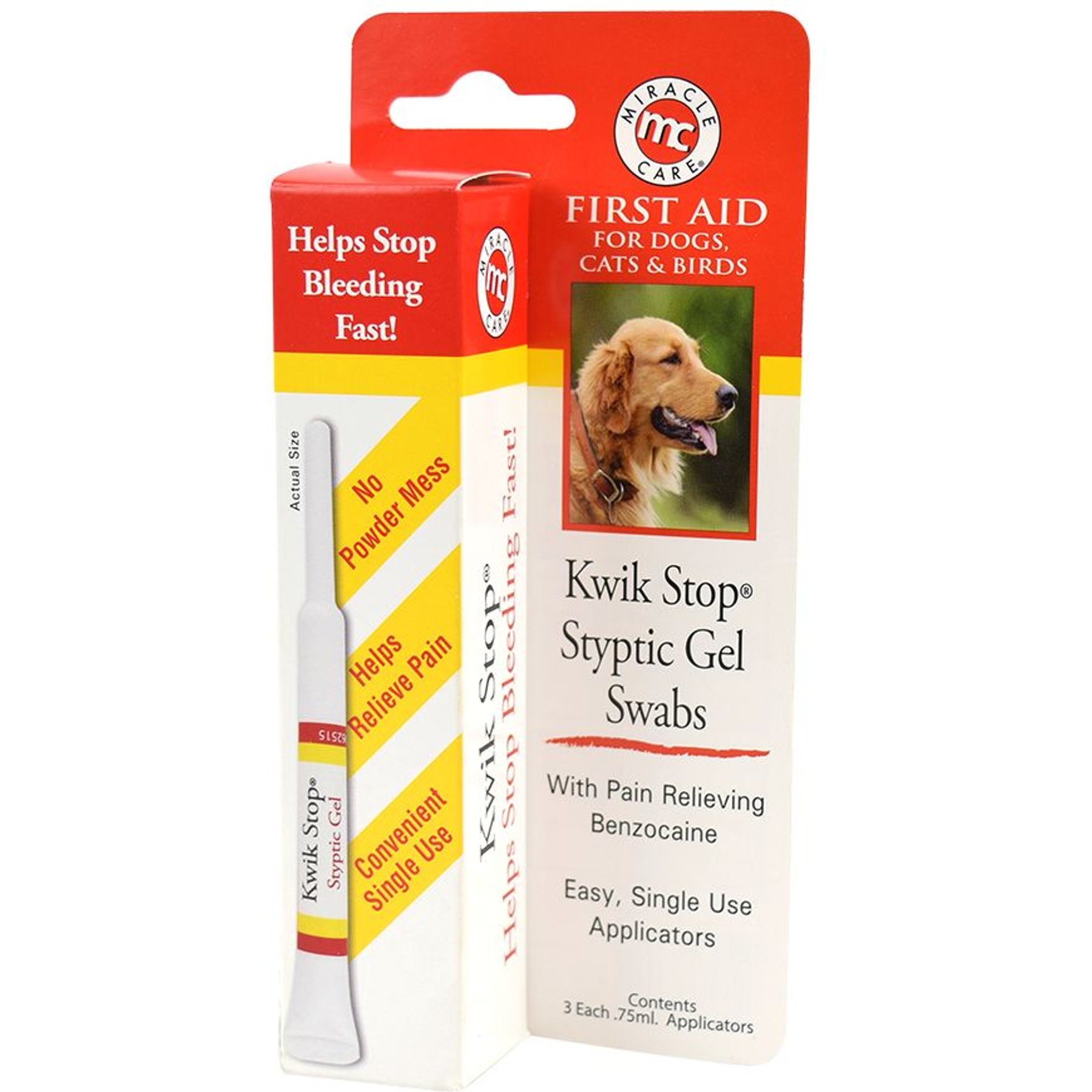 MIRACLE CARE Kwik Stop Styptic Gel Swabs for Dogs, Cats, & Birds ...