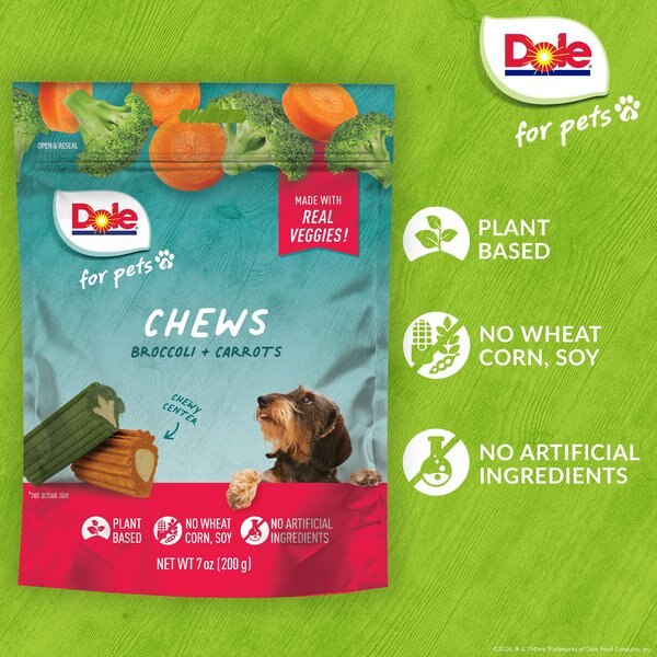 DOLE Assorted Broccoli + Carrot Soft & Chewy Dog Treats, 7-oz bag ...
