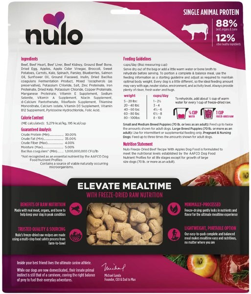NULO Freestyle Beef Recipe with Apples Grain-Free Freeze-Dried Raw Dog ...
