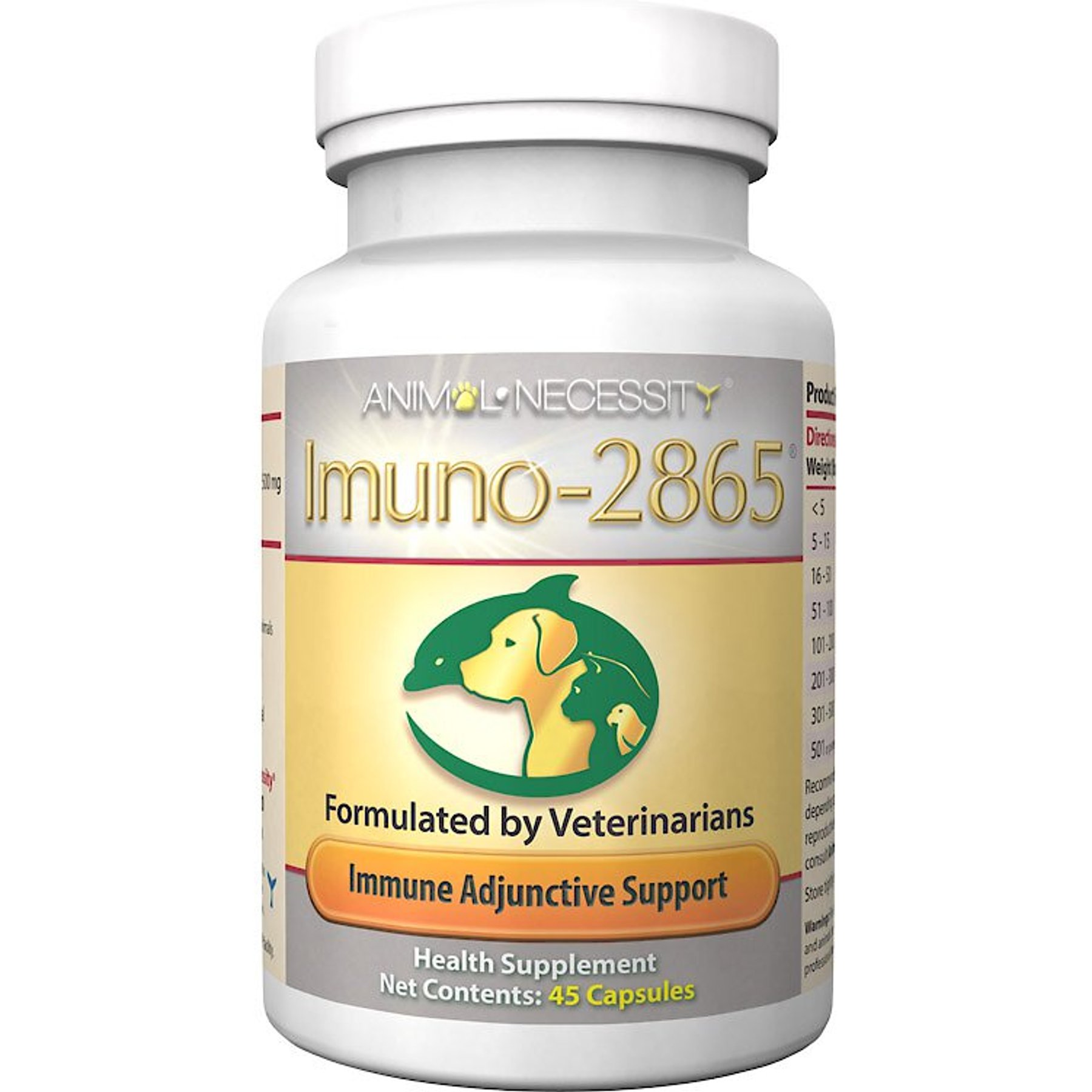 ANIMAL NECESSITY Imuno-2865 Natural Immune Adjunctive Support Dog & Cat ...