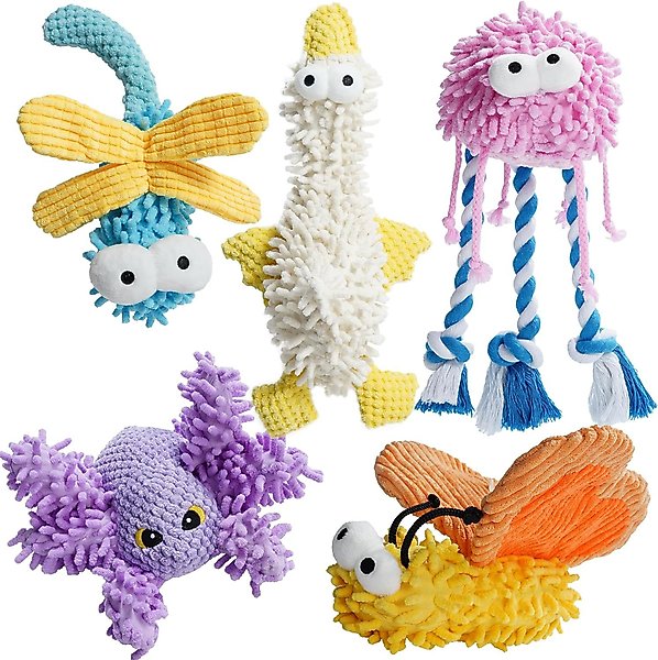 NOCCIOLA Pastel Colors Sweet Sweepers Variety Pack Fuzzy Plush Dog Toy ...