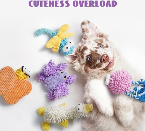 NOCCIOLA Pastel Colors Sweet Sweepers Variety Pack Fuzzy Plush Dog Toy ...
