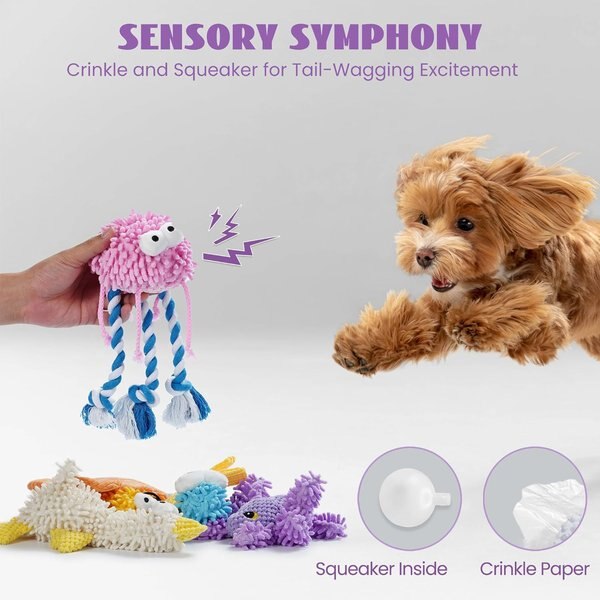 NOCCIOLA Pastel Colors Sweet Sweepers Variety Pack Fuzzy Plush Dog Toy ...