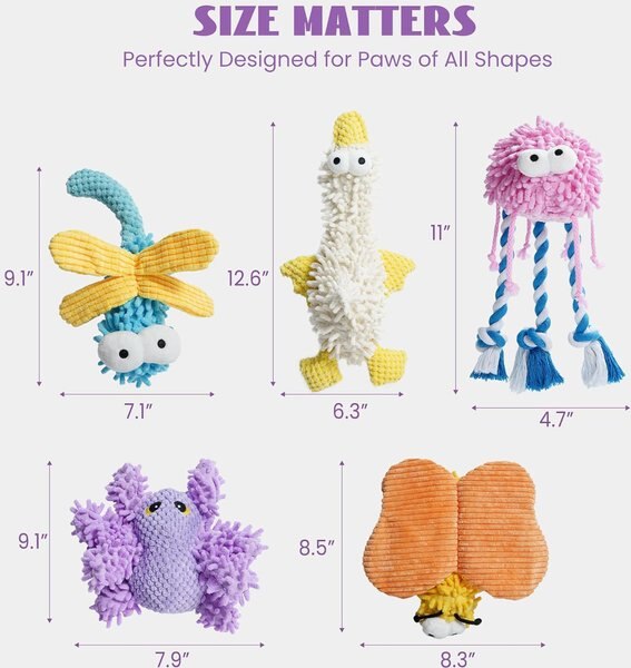 NOCCIOLA Pastel Colors Sweet Sweepers Variety Pack Fuzzy Plush Dog Toy ...