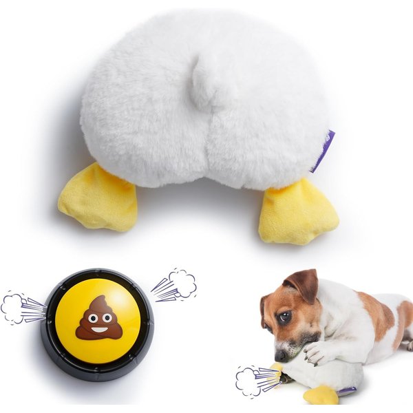 FUZZWOOF Hilarious Farting Duck Butt Plush Dog Toy, Yellow - Chewy.com