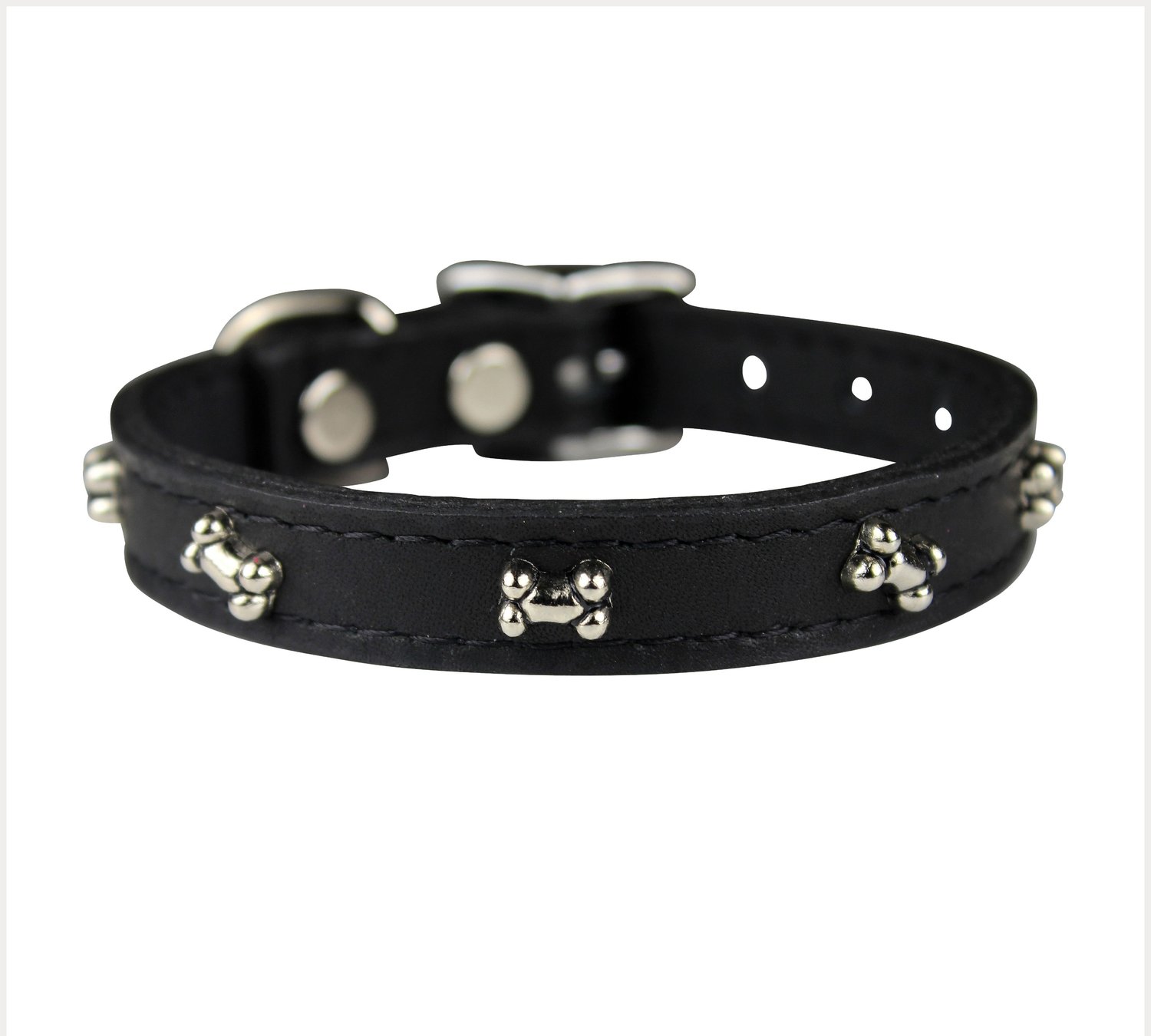 OMNIPET Signature Leather Bone Dog Collar, Black, 12-in - Chewy.com