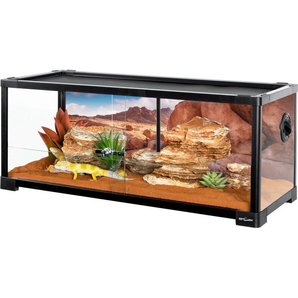 OIIBO Tempered Glass Reptile Terrarium, Black, 34-gallon - Chewy.com