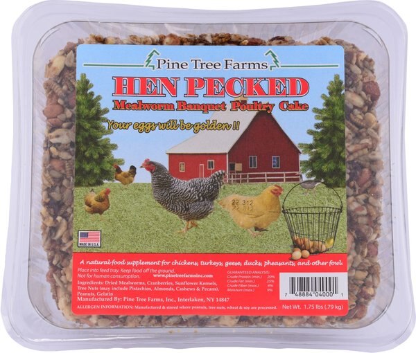 PINE TREE FARMS Hen Pecked Mealworm Banquet Hanging Cake Chicken Treats ...