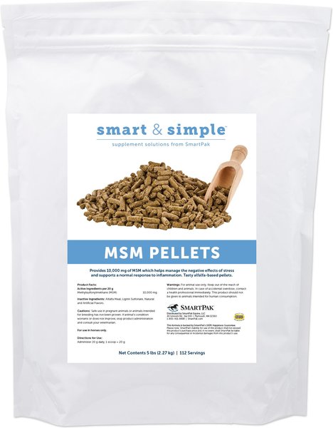 SMARTPAK Smart & Simple MSM Pellet Horse Supplement, 5-lb bag - Chewy.com