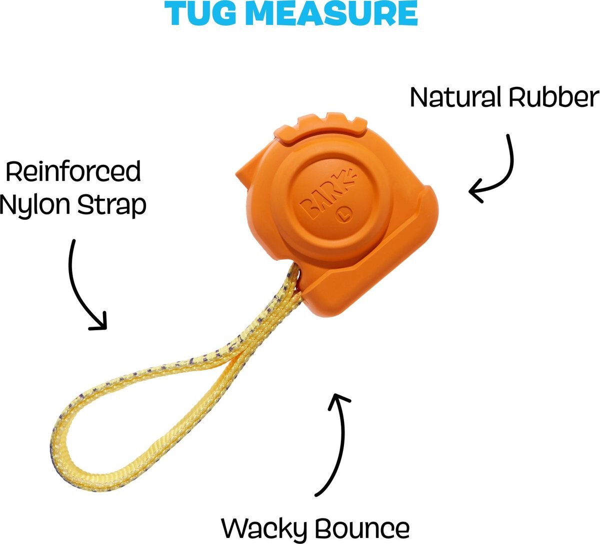BARK Tug Measure Tough Dog Tug Toy, Orange, Large - Chewy.com