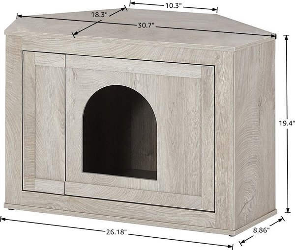 UNIPAWS Corner Cat Litter Box Enclosure, Weathered, Medium - Chewy.com