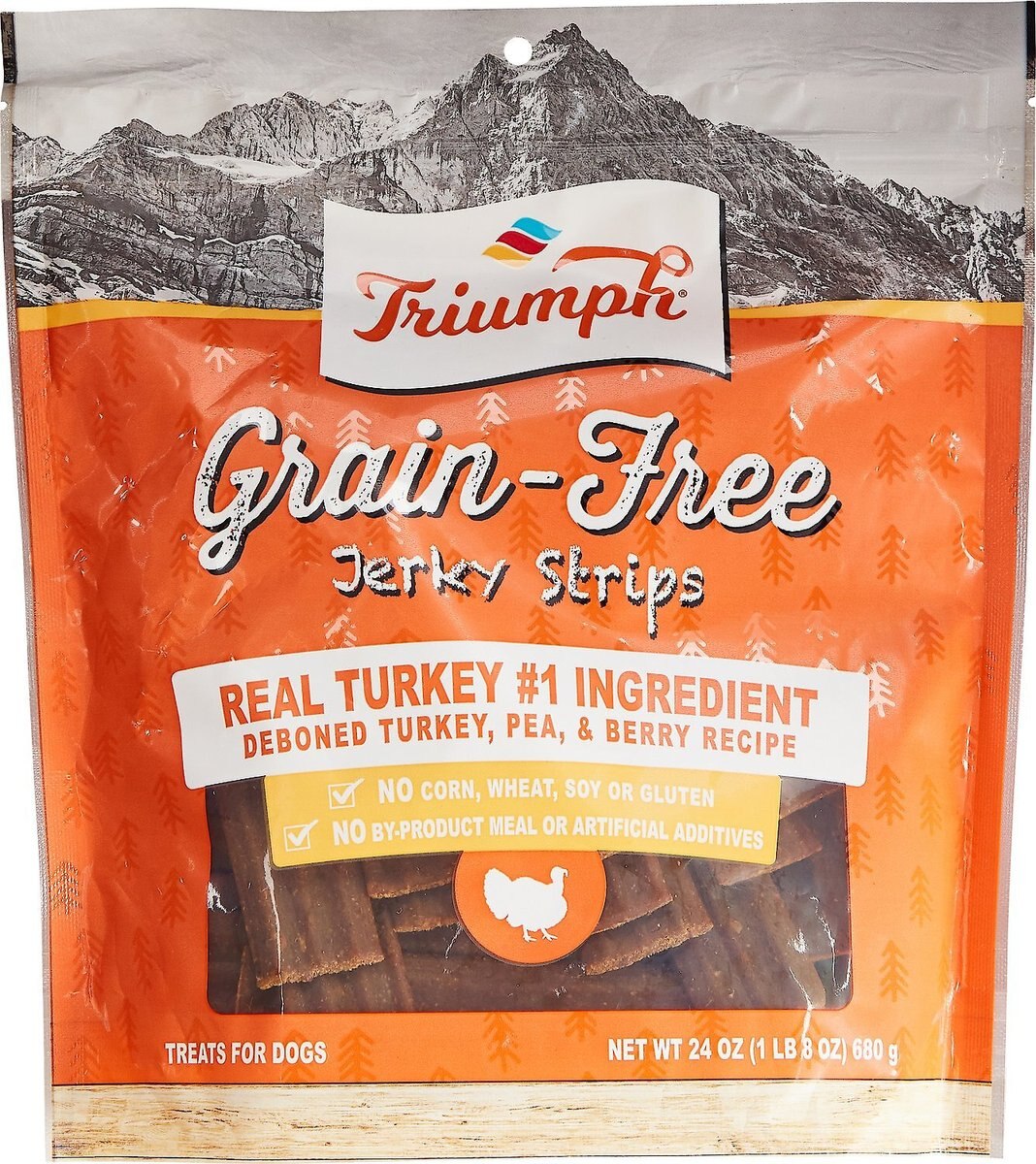 TRIUMPH Turkey, Pea & Berry Recipe Grain-Free Jerky Dog Treats, 24-oz ...