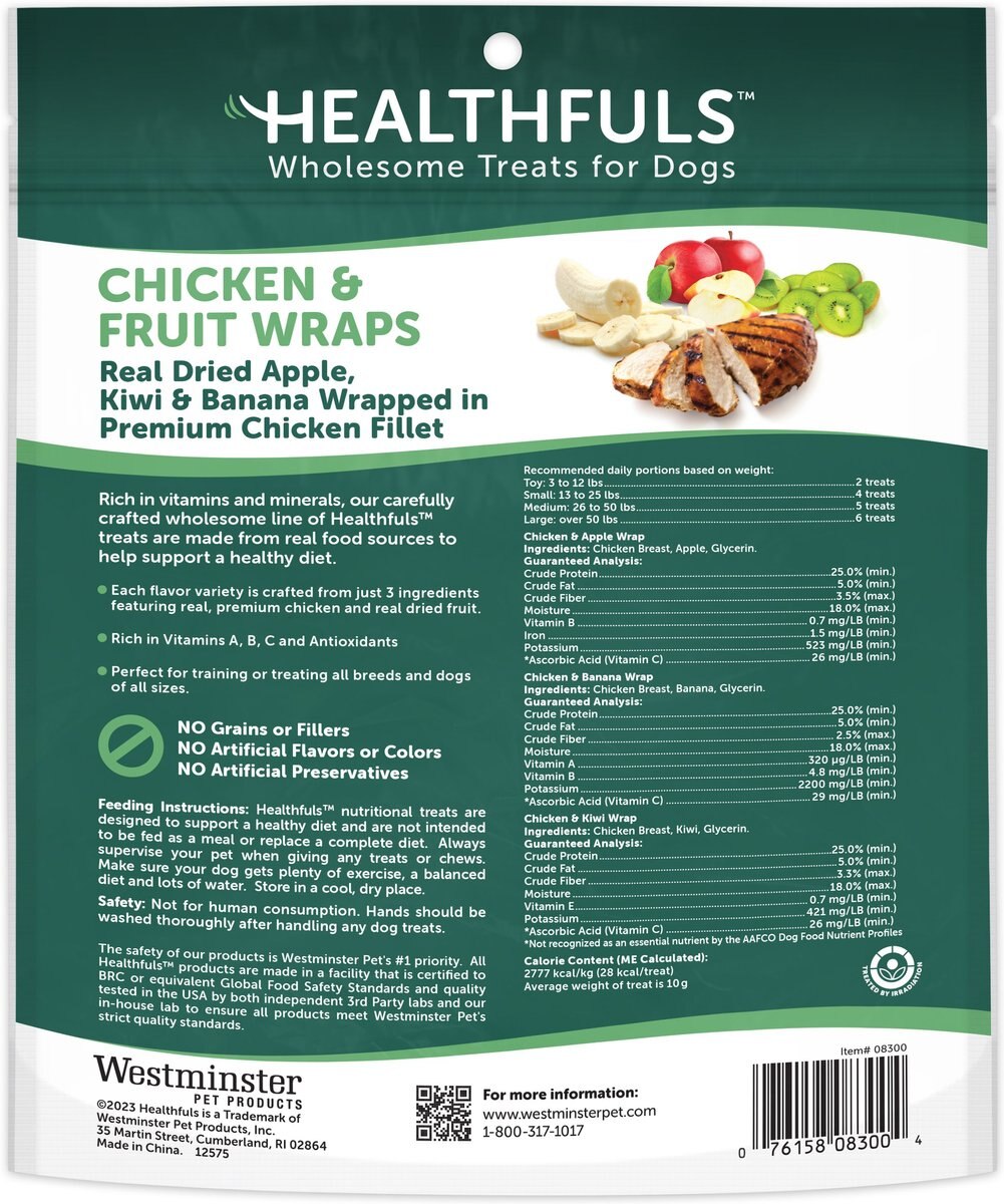 HEALTHFULS Chicken & Fruit Wraps Dehydrated Dog Treats, 16-oz bag ...