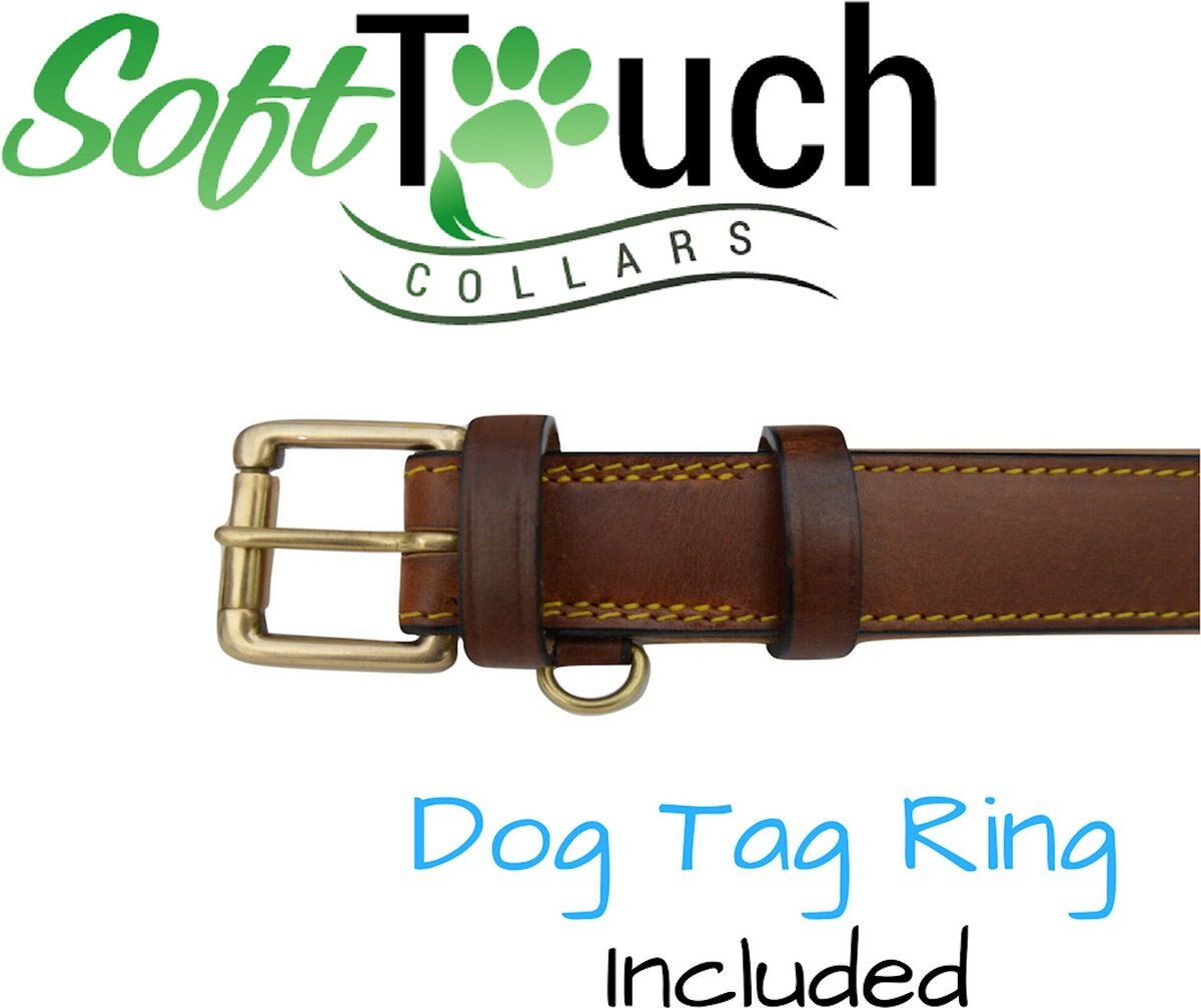 SOFT TOUCH COLLARS Leather Two-Tone Padded Dog Collar, Brown, Medium ...