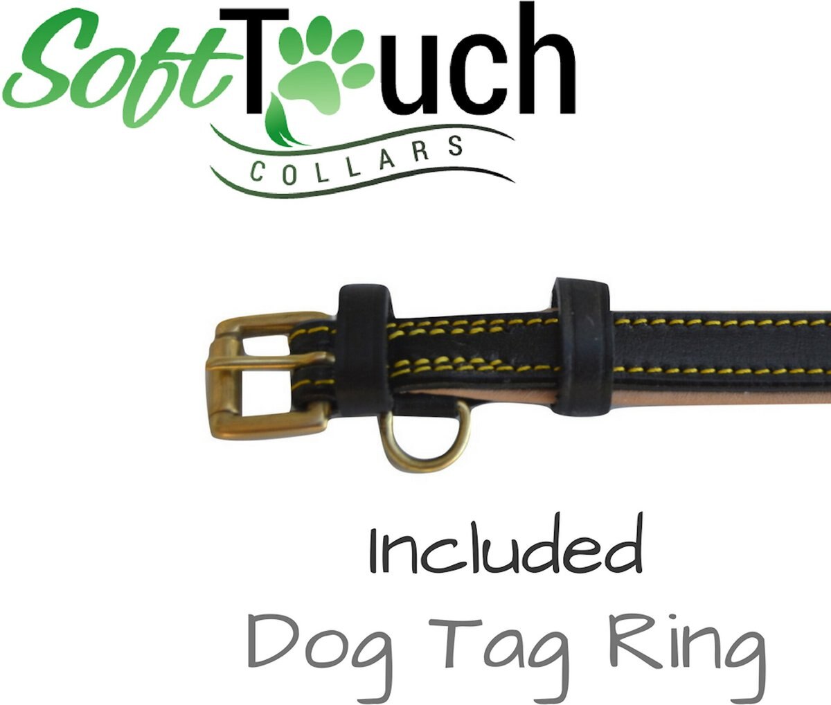 SOFT TOUCH COLLARS Leather Two-Tone Padded Dog Collar, Black, Small ...