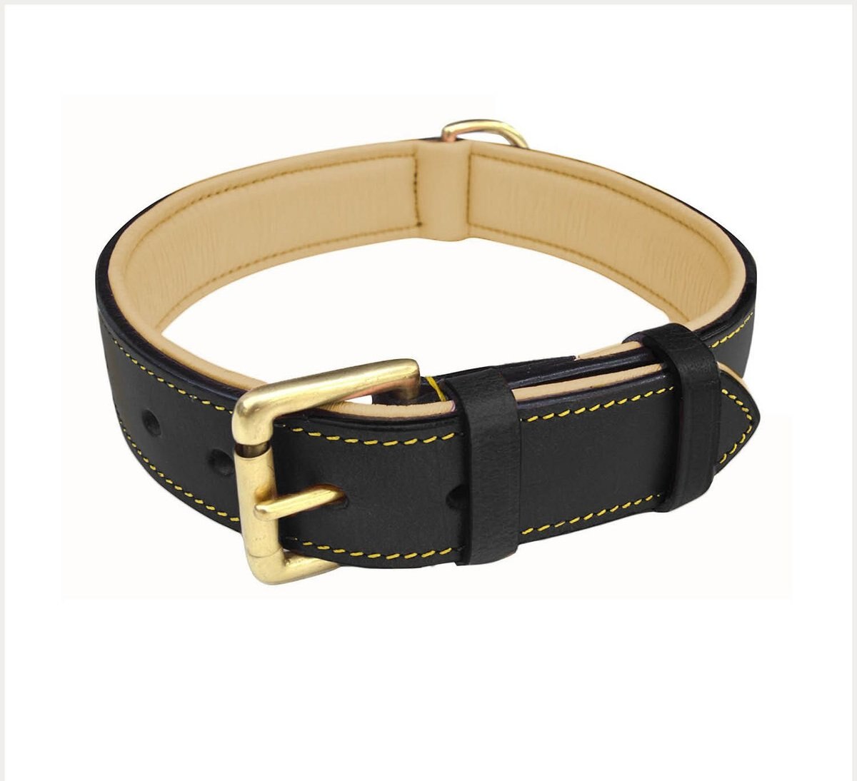 SOFT TOUCH COLLARS Leather Two-Tone Padded Dog Collar, Black, Large ...