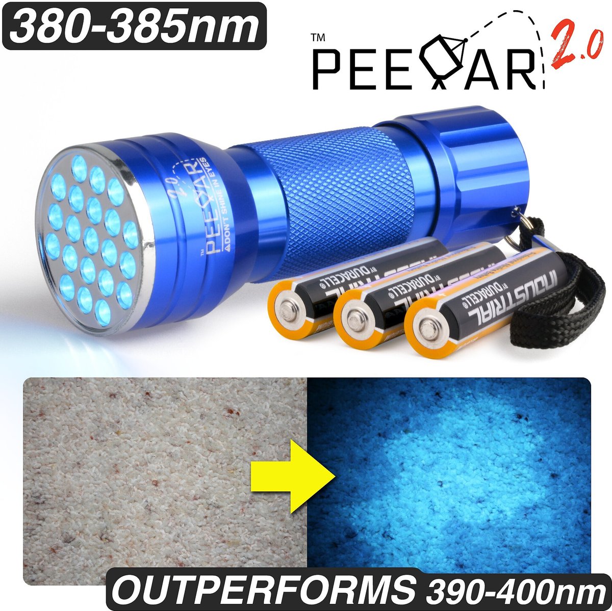 PEEDAR 2.0 UV LED Flashlight Urine Detector - Chewy.com