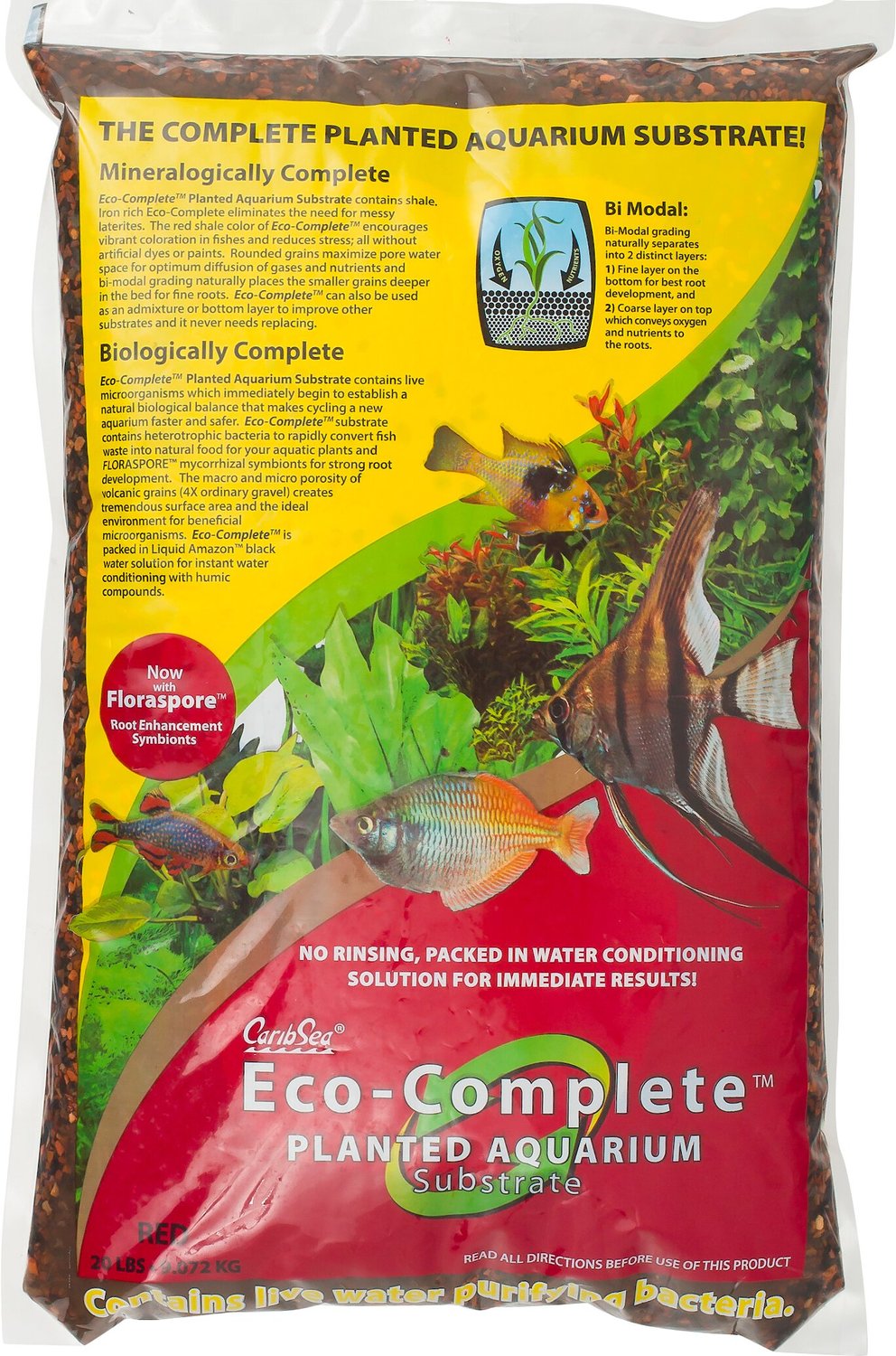 CARIBSEA Eco-Complete Planted Aquarium Substrate, Red, 20-lb bag ...